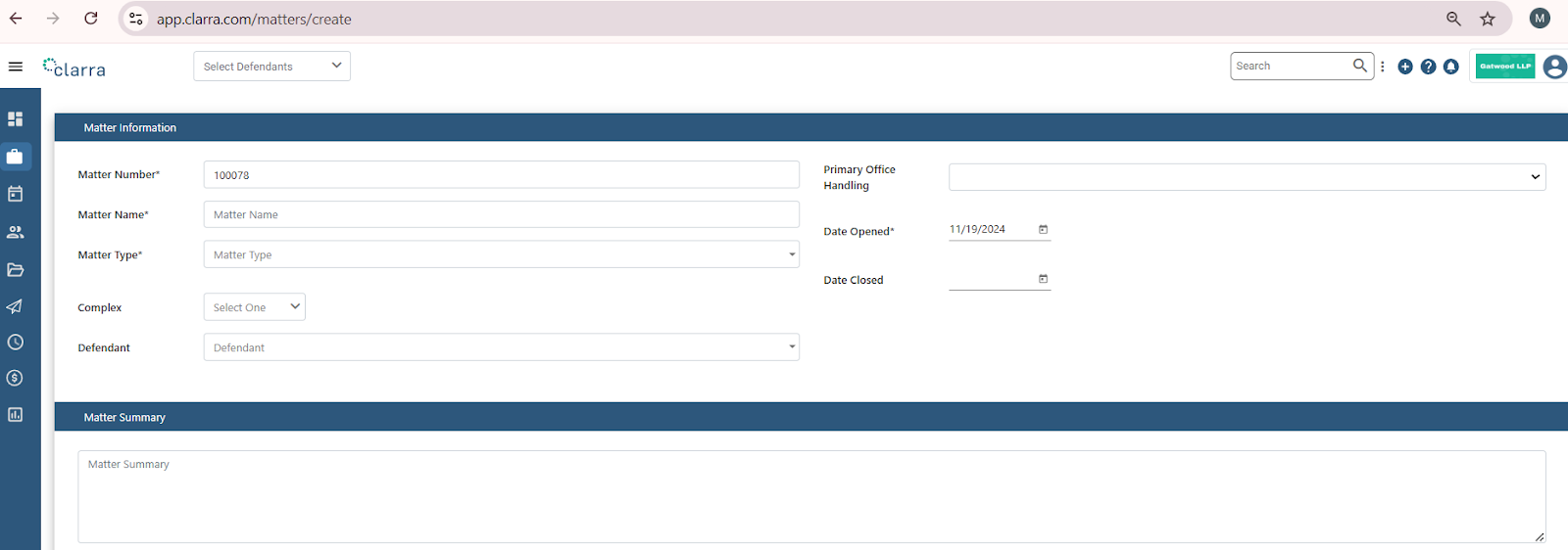 How do I create a new matter? – Clarra